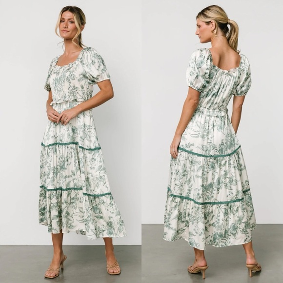 Hayden | Dresses | Nwt Hayden Tiered Smocked Floral Puff Sleeve Midi ...